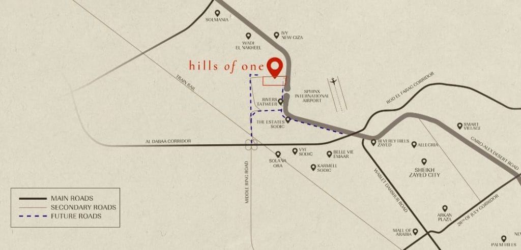 A Guide to the Location of Compound Hills Of One New Zayed - Nawy